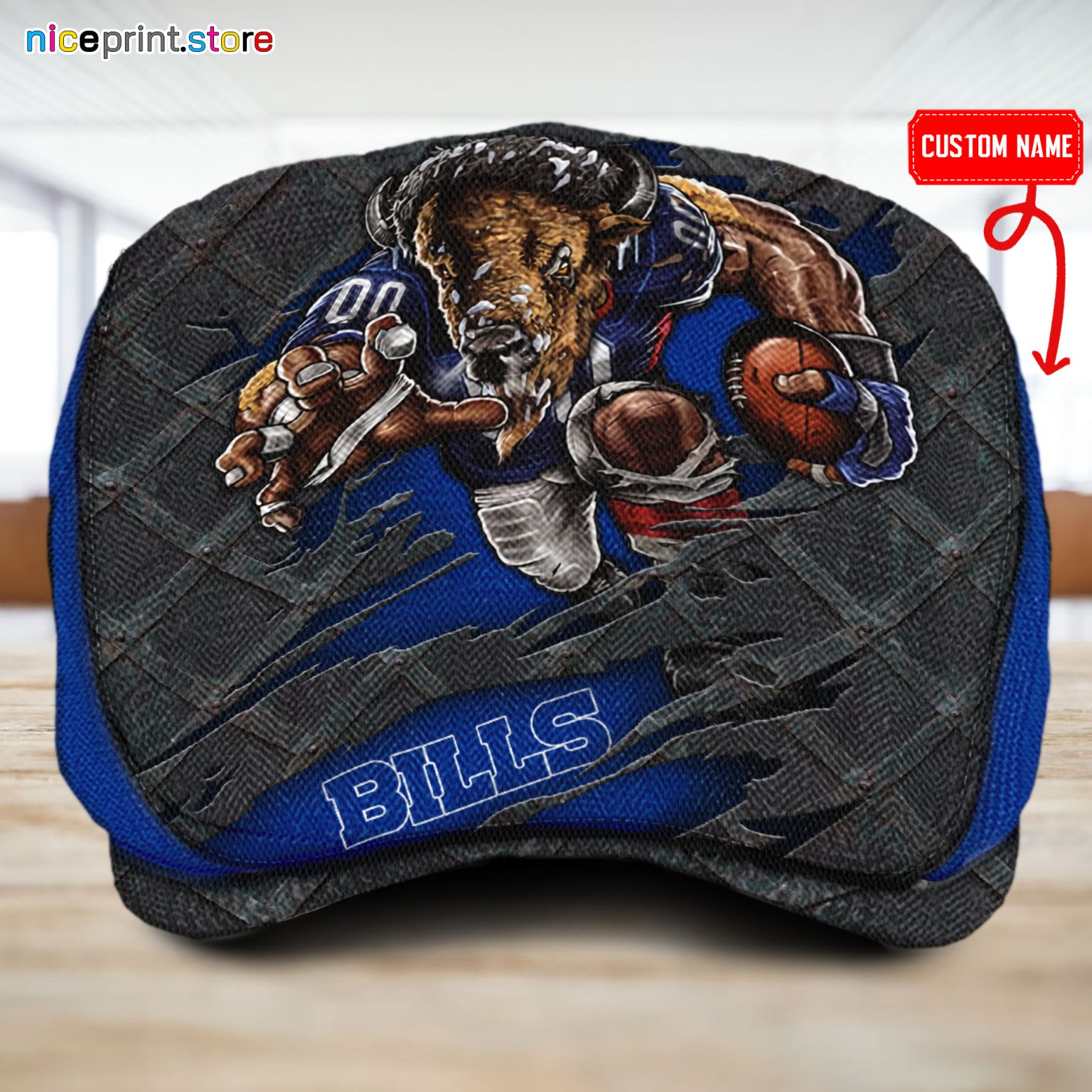 Buffalo Bills NFL Flat Cap, NFL Jeff Cap, NFL Golf Cap L21 (Head size ...