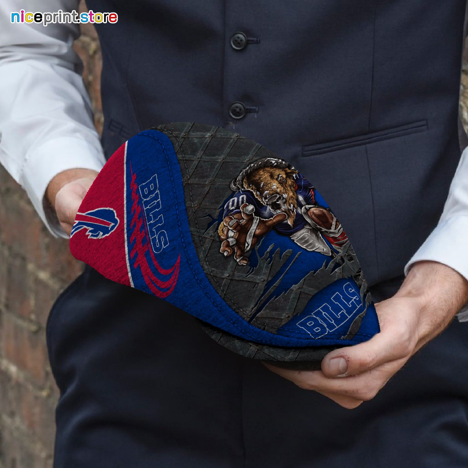 Buffalo Bills NFL Flat Cap, NFL Jeff Cap, NFL Golf?Cap L21 (Head size ...