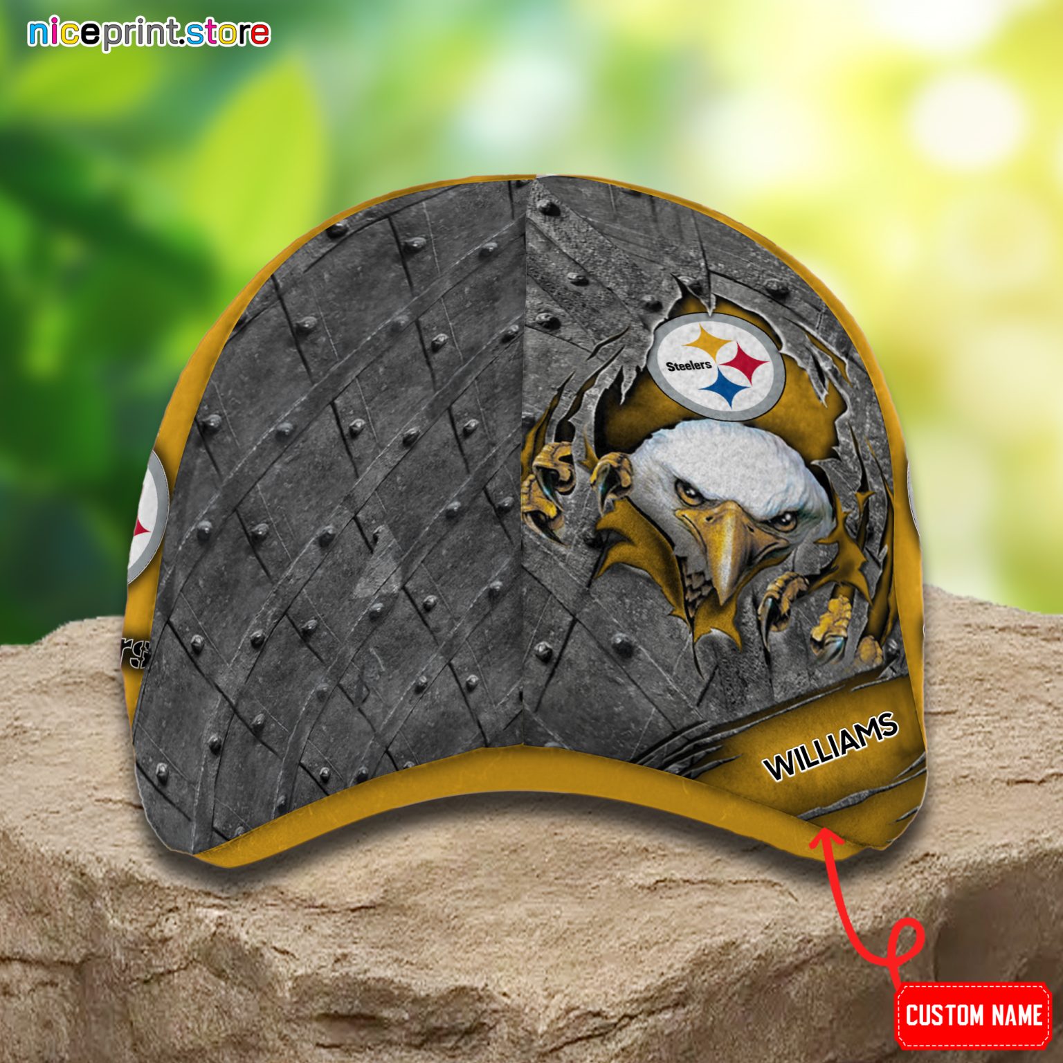 Pittsburgh Steelers NFL Ivy Cap, Flat Cap M18 – NicePrint – Print On Demand